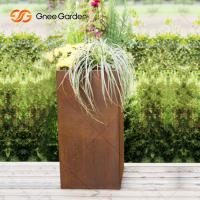 China SGS  Custom Long Square Corten Steel Flower Pots Fashionable weather resistance for sale