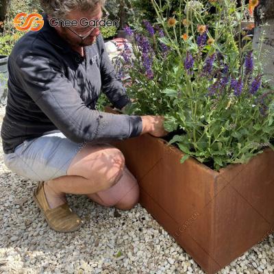 China 1200*500*600mm Corten Steel Vegetable Planters Rusted Metal Planter Boxes for sale