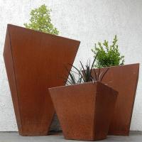 China Polygonal Outdoor Metal Planter Rusted Steel Planter Boxes For Flower for sale