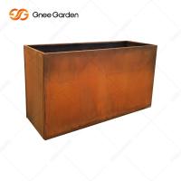 China Rustic Corten Steel Large Metal Planter Boxes Rectangular Detachable Outdoor for sale