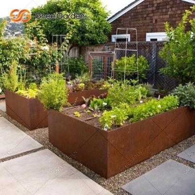 China Customization Metal Garden Planter Boxes Corten Steel Trough Planter 1200mm for sale