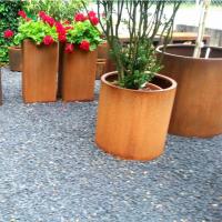 China Flower Rusty Finish Round Corten Steel Planters For Garden for sale