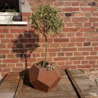 China Laser Cut Corten Steel Planter Garden Outdoor Flower Pot for sale