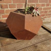 China Laser Cut Corten Steel Planter Garden Outdoor Flower Pot for sale
