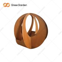 China Custom Shape Laser Cut Geometric corten steel flower pots  90*25*25cm for sale