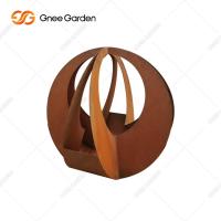 China Simple Design Customizable Round Corten Steel Planter With Saucer For Home Decor for sale