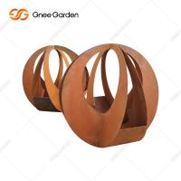 China Simple Design Customizable Round Corten Steel Planter With Saucer For Home Decor for sale