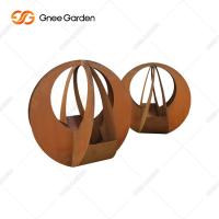 China Simple Design Customizable Round Corten Steel Planter With Saucer For Home Decor for sale