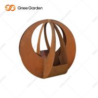 China Custom Shape Laser Cut Geometric corten steel flower pots  90*25*25cm for sale