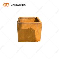 China Corten Steel Metal Garden Planters Outdoor Rust Color Box for sale