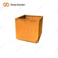 China Square Shape Cubic Corten Steel Planter Metal Flower Pot For Garden for sale