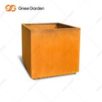 China Garden Corten Steel Rustic Outdoor Metal Planters Large Square for sale