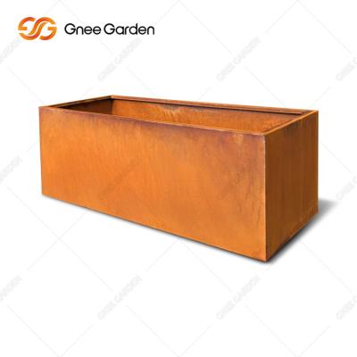 China Custom Metal Steel Plant Pots Modern Design Long Box Corten Steel Planter for sale