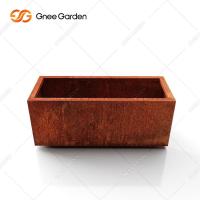 China Solid Wood Composite Timber Metal Stand Flower Pot Holder Corten Steel Planter for sale