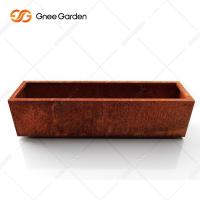 China Solid Wood Composite Timber Metal Stand Flower Pot Holder Corten Steel Planter for sale