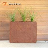 China 90*25*25cm Geometric Rectangular Metal Planter Box Corten Steel for sale