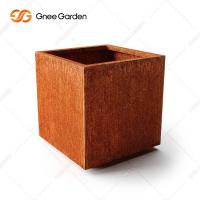 China Solid Wood Composite Timber Metal Stand Flower Pot Holder Corten Steel Planter for sale