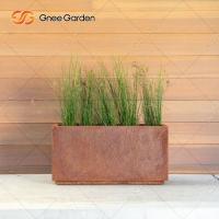 China Solid Wood Composite Timber Metal Stand Flower Pot Holder Corten Steel Planter for sale