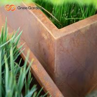 China Corten Steel Rectangular Flower Pot Metal Rusty Nursery Planter 2mm Thickness for sale