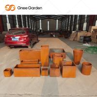 China Corten Steel Rectangular Flower Pot Metal Rusty Nursery Planter 2mm Thickness for sale