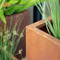 China 90*25*25cm Geometric Rectangular Metal Planter Box Corten Steel for sale