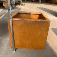 China Corten Steel Square Rusty Planter Boxes Weather Resistant For Flower for sale