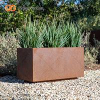 China Corten Steel Rectangular Flower Pot Metal Rusty Nursery Planter 2mm Thickness for sale