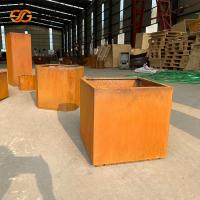 China Corten Steel Square Rusty Planter Boxes Weather Resistant For Flower for sale