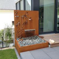 China 1500x1000x600mm Rustic Corten Steel Water Fountain With Laser Cut Screen Panel for sale