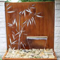 China 1500x1000x600mm Rustic Corten Steel Water Fountain With Laser Cut Screen Panel for sale