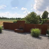 China SGS Outdoor Metal Garden Ornaments Corten Steel Pond Water Feature Rusty Red for sale