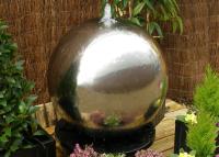 China 70cm Metal Garden Ornaments Stainless Steel Sphere Water Feature With LED Lights for sale