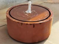 China Dia 600mm Decorative Metal Garden Ornaments Corten Steel Water Table for sale