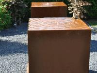 China 1100mm Square Metal Garden Ornaments Corten Steel Water Feature for sale