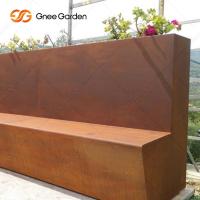 China Custom Rusted Outdoor Corten Steel Planter Bench For Backyard for sale