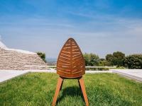 China H97*L52.5*D60 Cm Outdoor Metal Furniture Steel Garden Chair With Leaf Shaped Back for sale