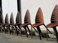 China H97*L52.5*D60 Cm Outdoor Metal Furniture Steel Garden Chair With Leaf Shaped Back for sale