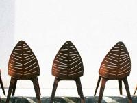 China H97*L52.5*D60 Cm Outdoor Metal Furniture Steel Garden Chair With Leaf Shaped Back for sale
