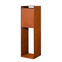 China Weathering Steel Corten Steel Metal Parcel Drop Box Vertical Decorative for sale