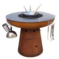 China Corten Steel Outdoor Cooking Grills 100cm Corten Steel Fire Pit For Barbecue for sale