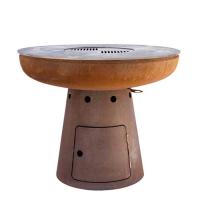 China Corten Steel Outdoor Cooking Grills 100cm Corten Steel Fire Pit For Barbecue for sale
