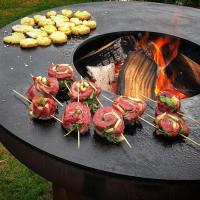 China Corten Steel Outdoor Cooking Grills 100cm Corten Steel Fire Pit For Barbecue for sale