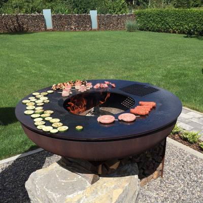China Corten Steel KD Outdoor BBQ  Fire Pit Round Pre Rusted for sale