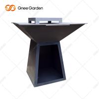 China Bbq Rusty Corten Steel Fire Pits With Log Store BBQ Gas Grill Outdoor BBQ Grill for sale