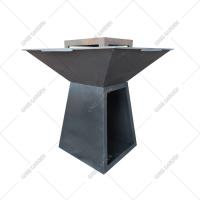 China Bbq Rusty Corten Steel Fire Pits With Log Store BBQ Gas Grill Outdoor BBQ Grill for sale