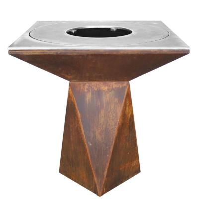 China Pre Rusted Corten Steel Fire Pit For BBQ Outdoor Cooking for sale