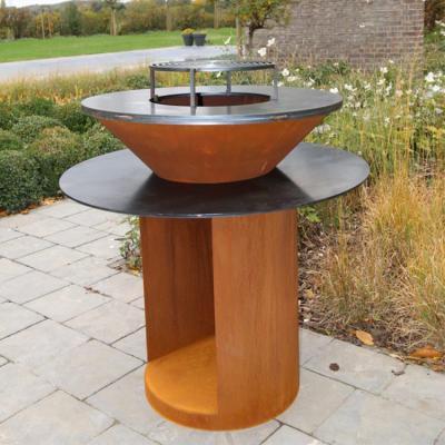 China Outdoor Garden Bbq Kitchen Grill Corten Steel Barbecue Wood Burning for sale