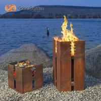 China 1200mm Square Corten Steel BBQ Grill Charcoal Burning Decorative for sale
