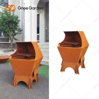 China Weathered Corten Steel Bbq Fire Pit 3mm Thick With Circle Plancha for sale