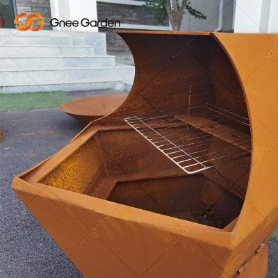 China Outdoor Corten Steel Metal Fire Pit Barbecue Grill Bbq Brazier Grill for sale